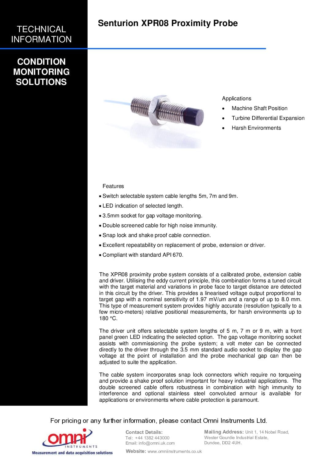 DISPLACE-Senturion-XPR08-Proximity-Probe-pdf - Omni Instruments