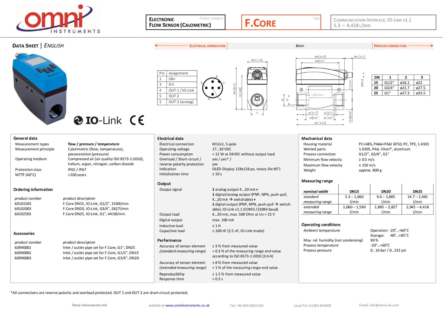 FCore-Flow-Sensor-Datasheet-pdf-1 - Omni Instruments
