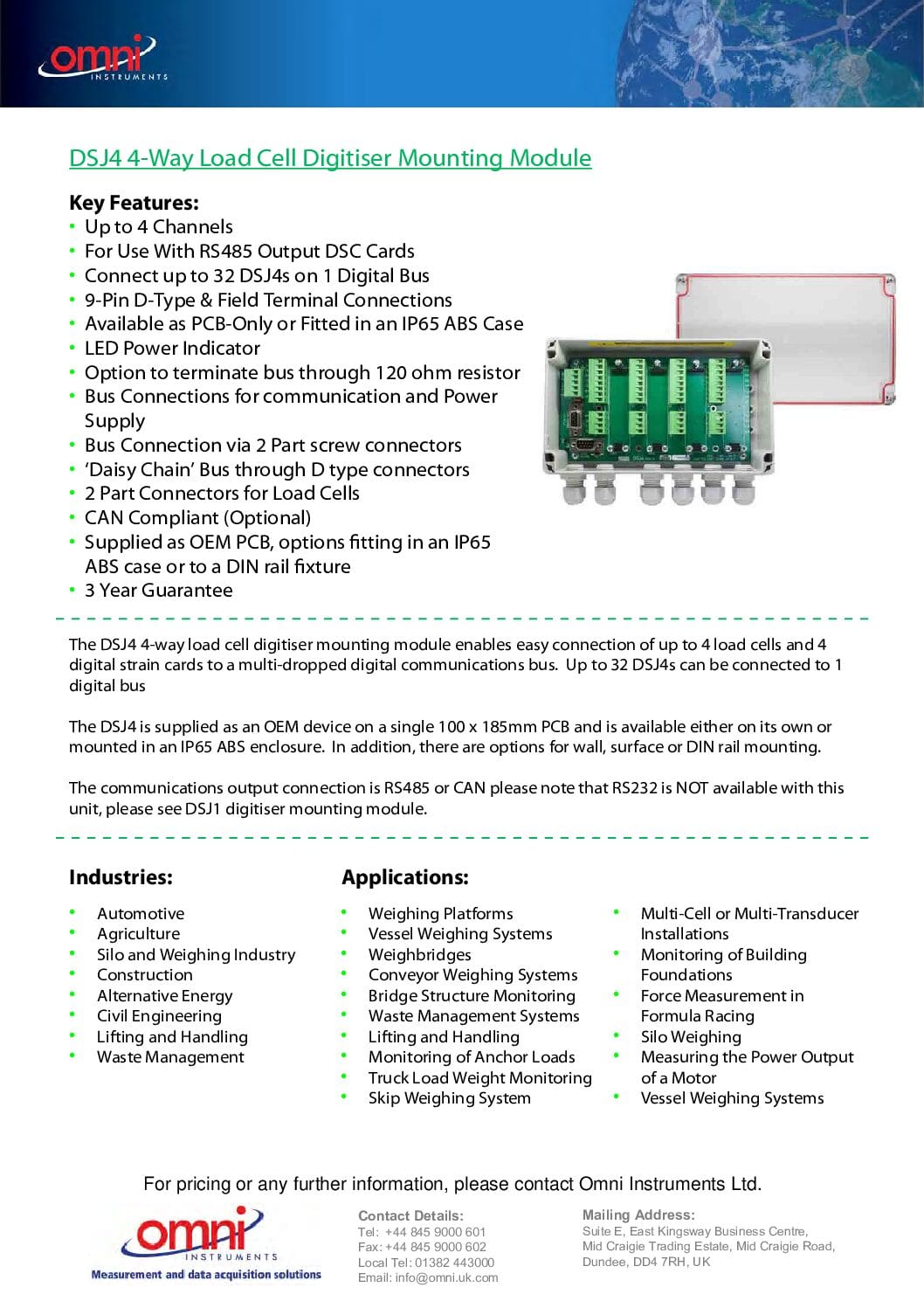 LOAD-DSJ4-4-Way-Load-Cell-Digitiser-Mounting-Module-pdf - Omni Instruments