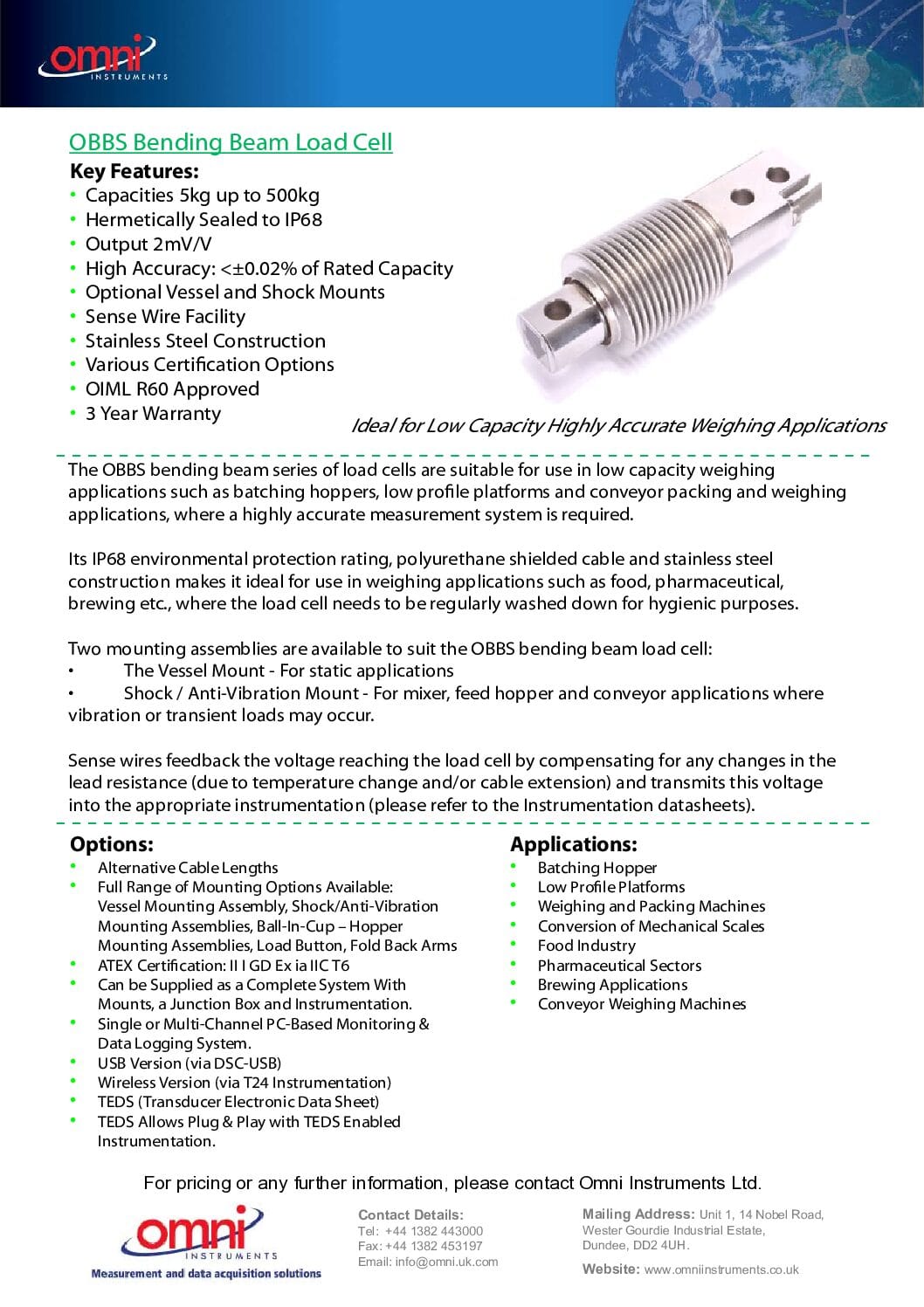 LOAD-OBBS-Bending-Beam-Load-Cell-pdf - Omni Instruments