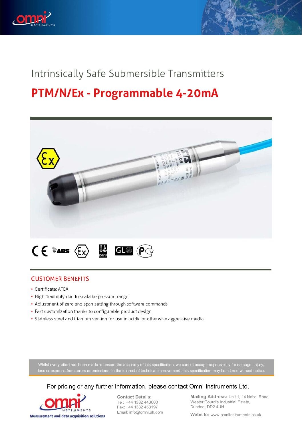 PRESS-PTM_N_Ex-Intrinsically-Safe-Programmable-Depth-Sensor-with-4-20mA-Output-pdf - Omni ...