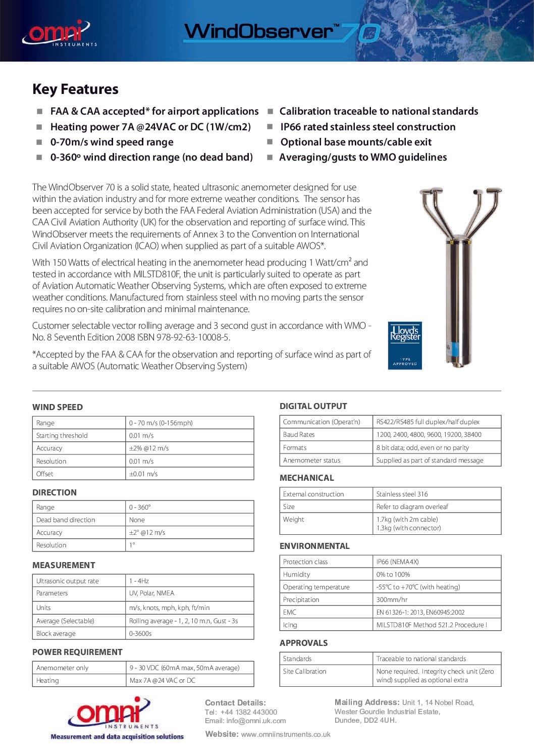 WindObserver-70-Ultrasonic-Anemometer-pdf - Omni Instruments