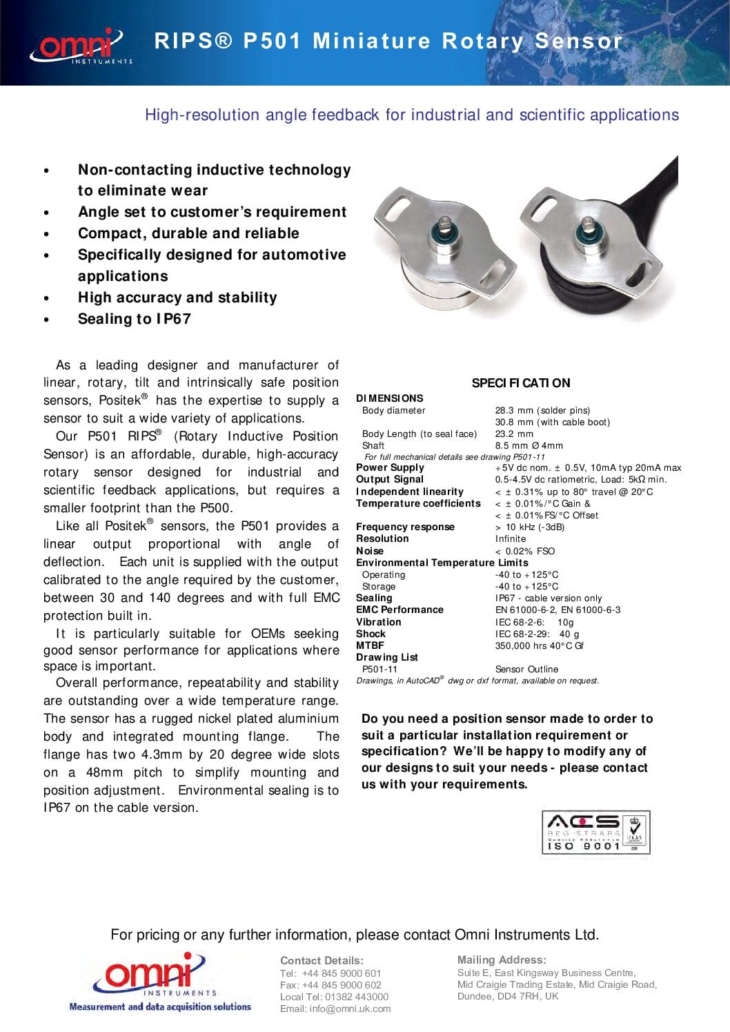 DISPLACE-P501-Miniature-Rotary-Displacement-Sensor-pdf - Omni Instruments