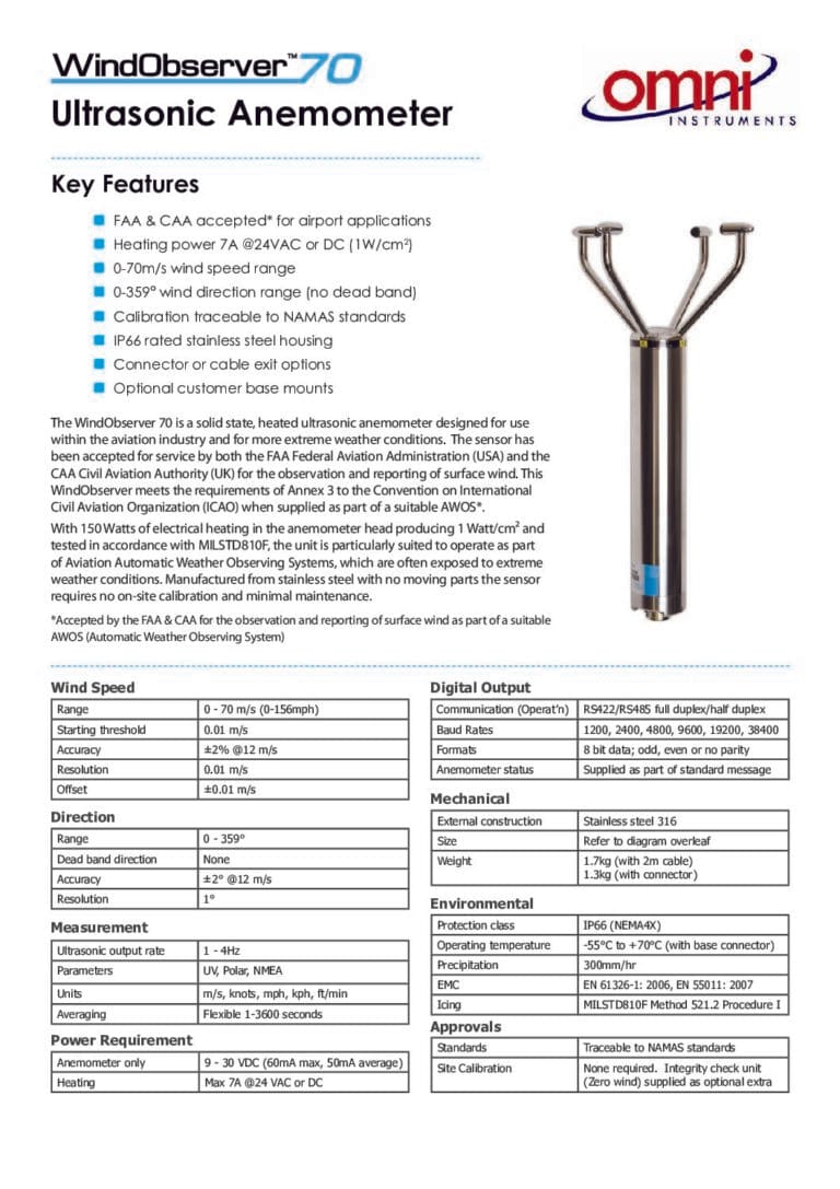 WEATH-WindObserver-70-Ultrasonic-Anemometer-pdf - Omni Instruments